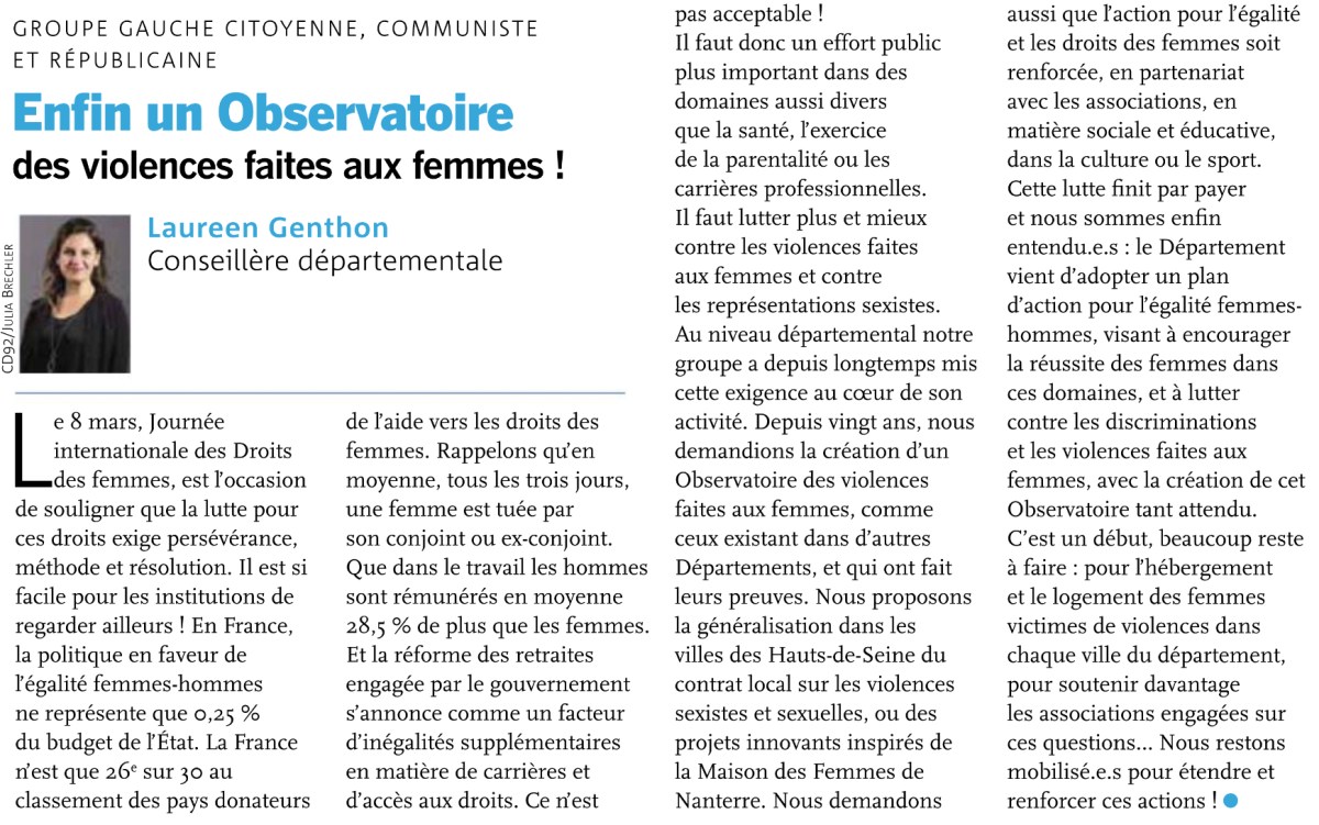 Tribune de Laureen Genthon : « Enfin un Observatoire des violences ...